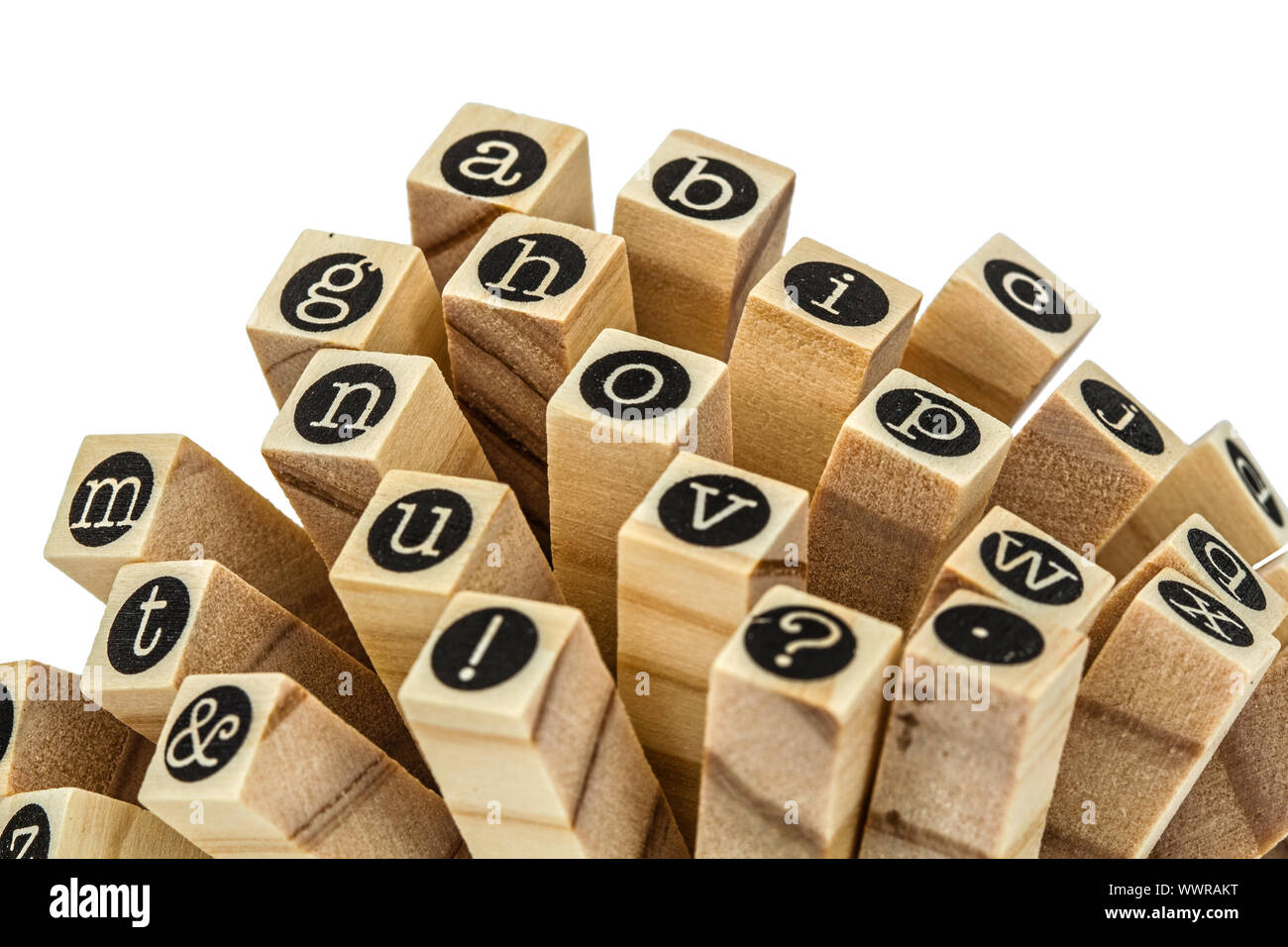 English alphabet lowercase, collage of isolated wood letterpress ...