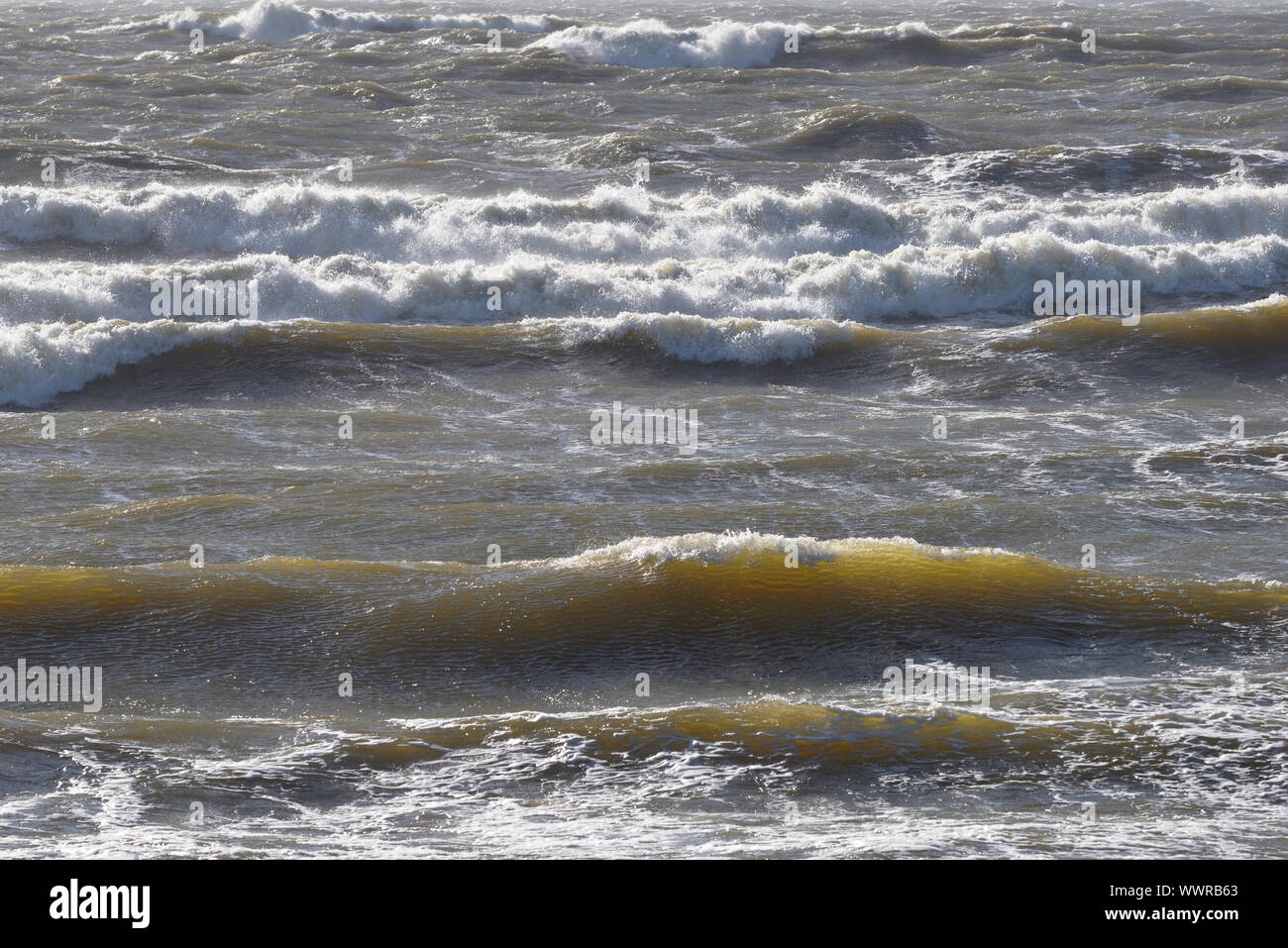 Destructive waves of the Baltic Sea during a storm, storm waves on the ...