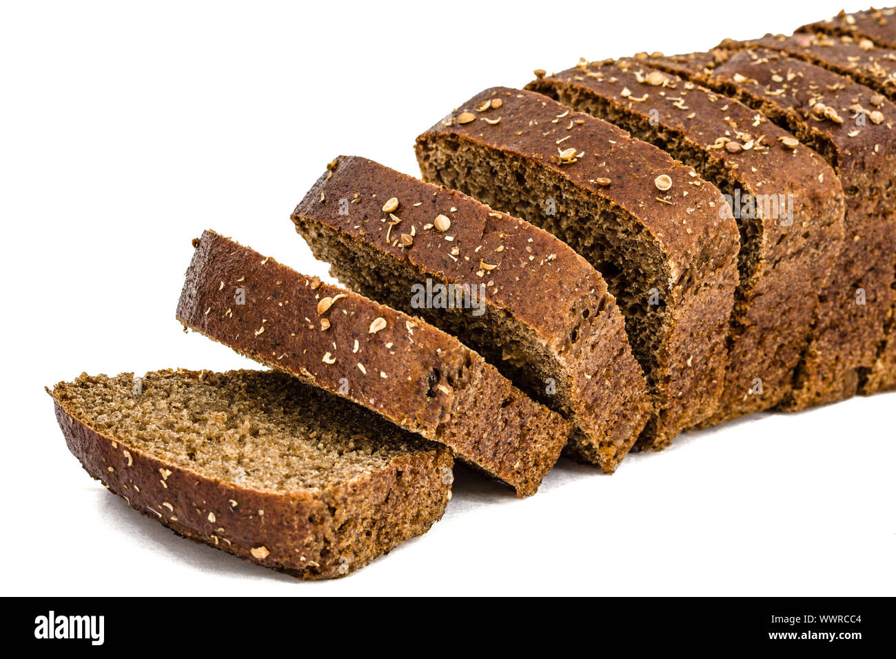 Sliced of bread made of dark flour, isolated on white background Stock ...
