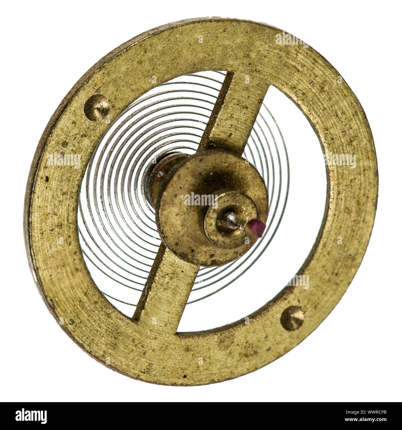 Pendulum of the old clock mechanism, isolated on white background Stock ...