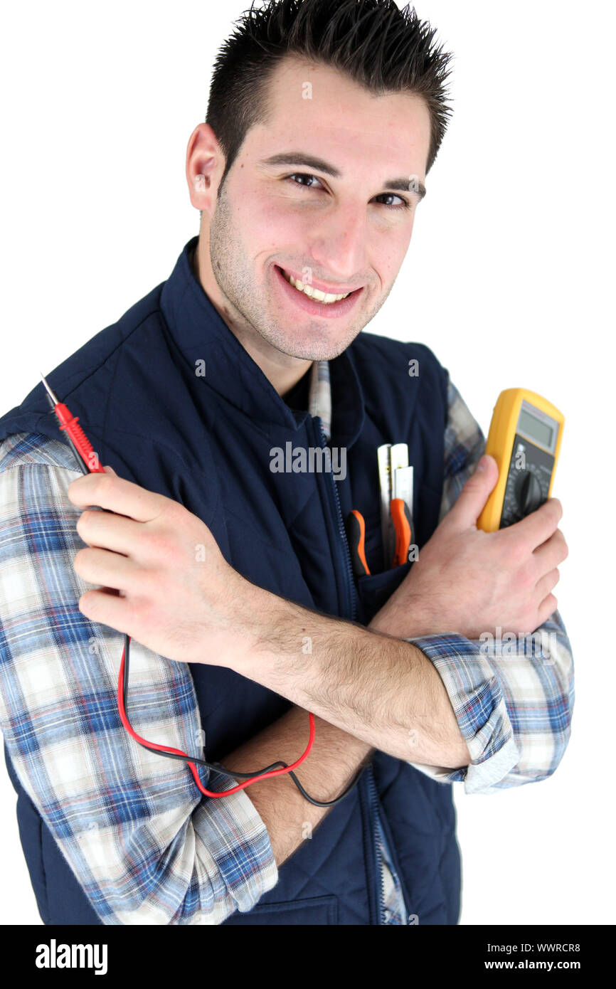 electrician with a measurement tool Stock Photo - Alamy