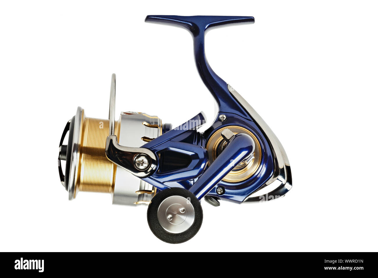 spinning fishing reel isolated on a white background. file contains ...