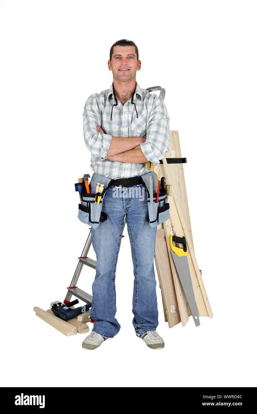Carpenter with materials Stock Photo - Alamy