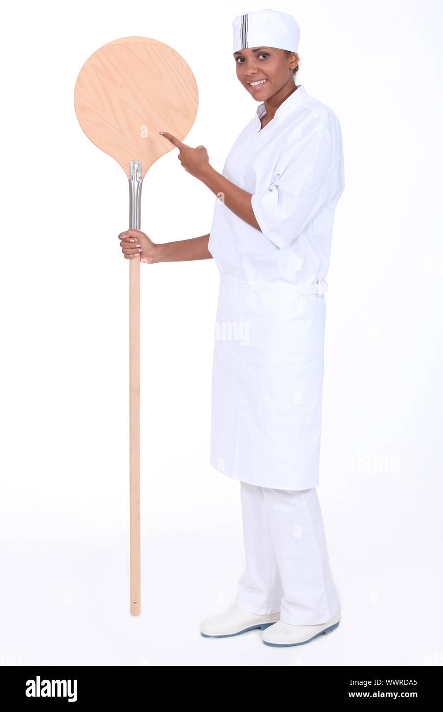 Pizza chef pointing Stock Photo - Alamy