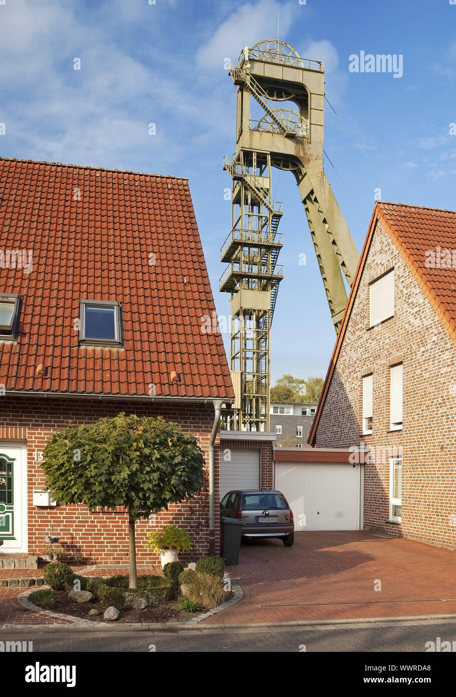 headgear of former coal mine Auguste Victoria with new residential ...
