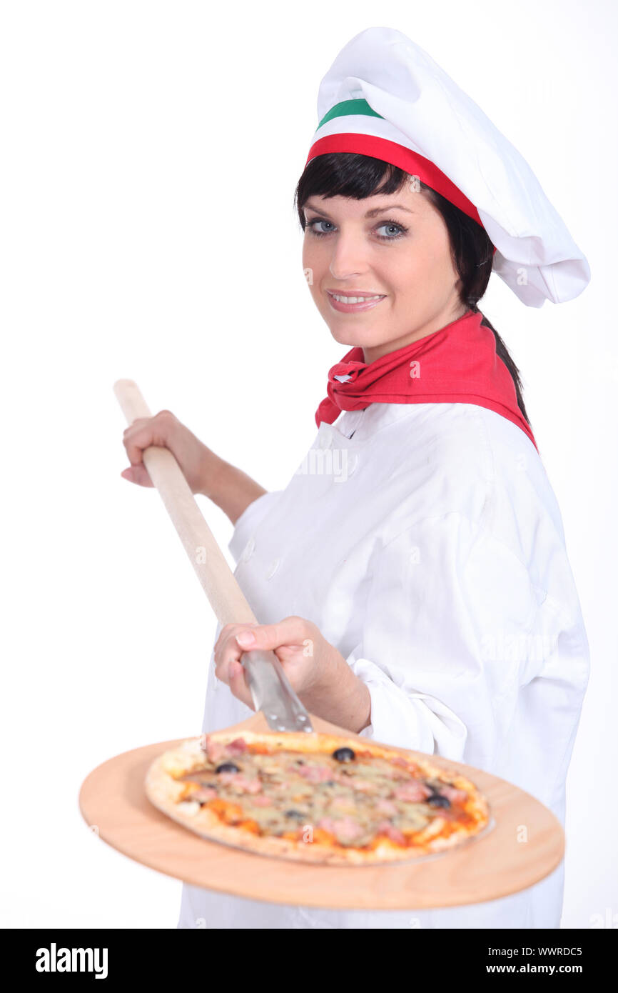 Italian chef making pizza Stock Photo - Alamy