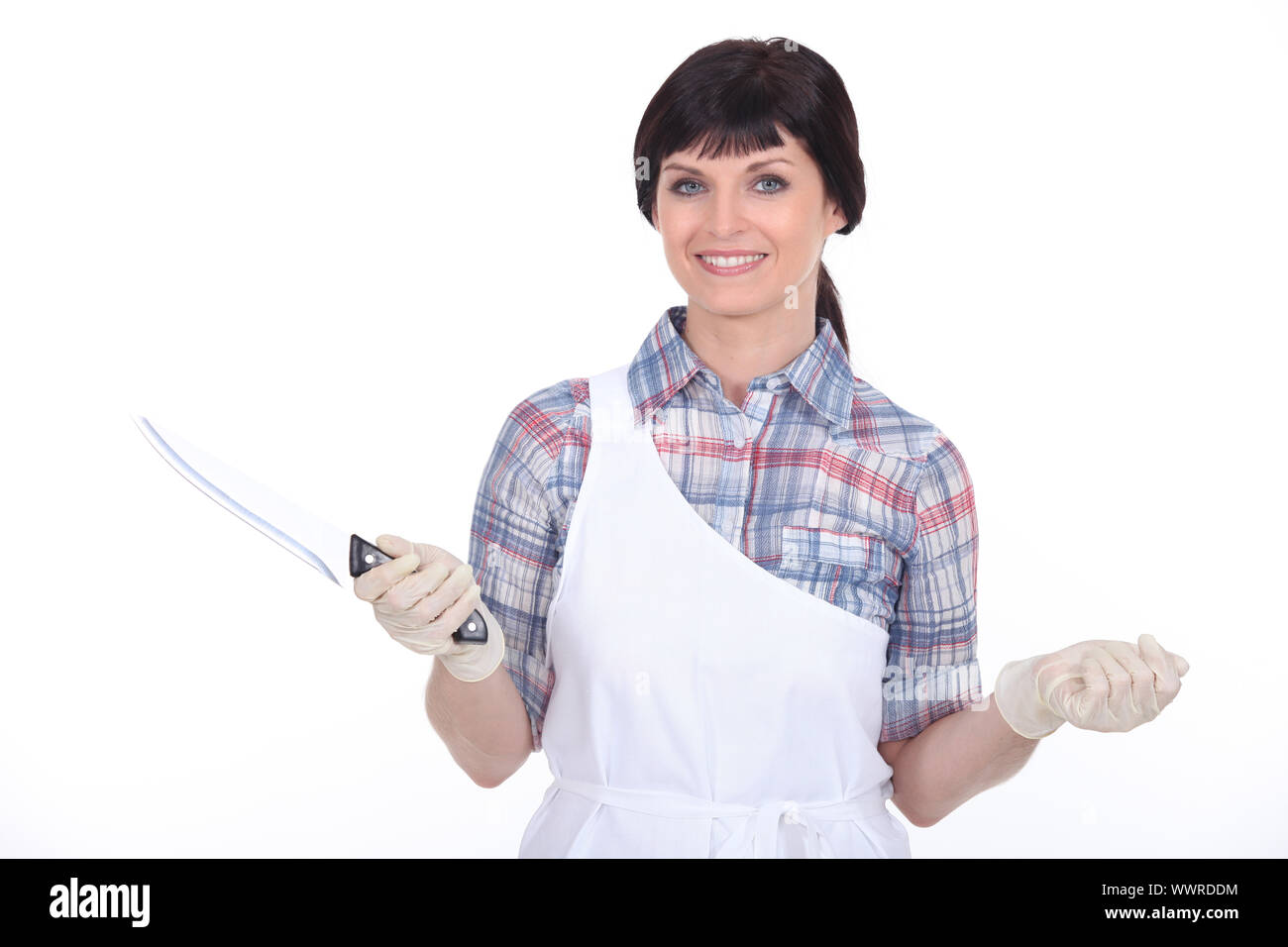 Butcher uniform sharpening knife hi-res stock photography and images ...