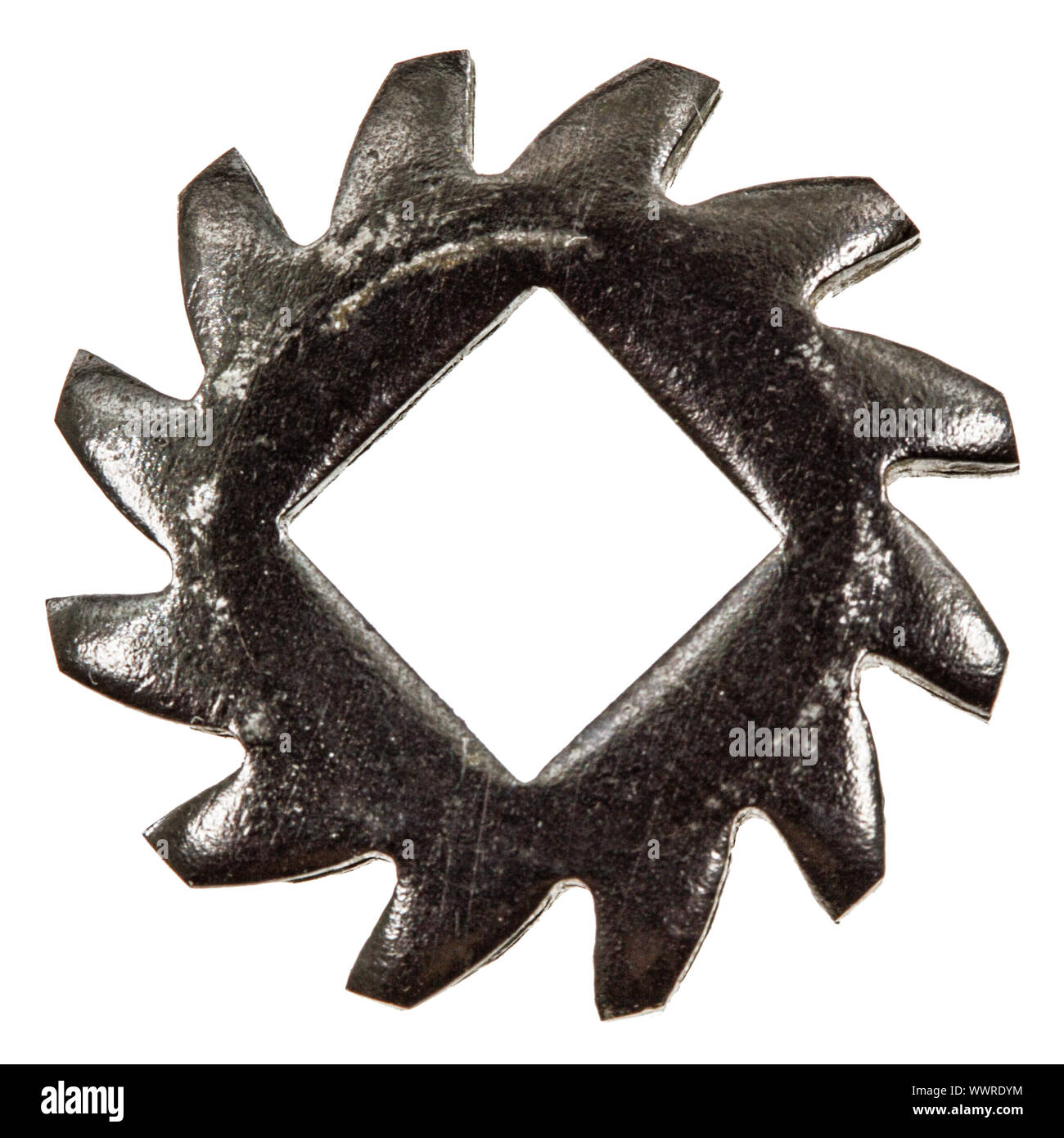 One gear wheel from metal closeup, isolated on white background Stock ...