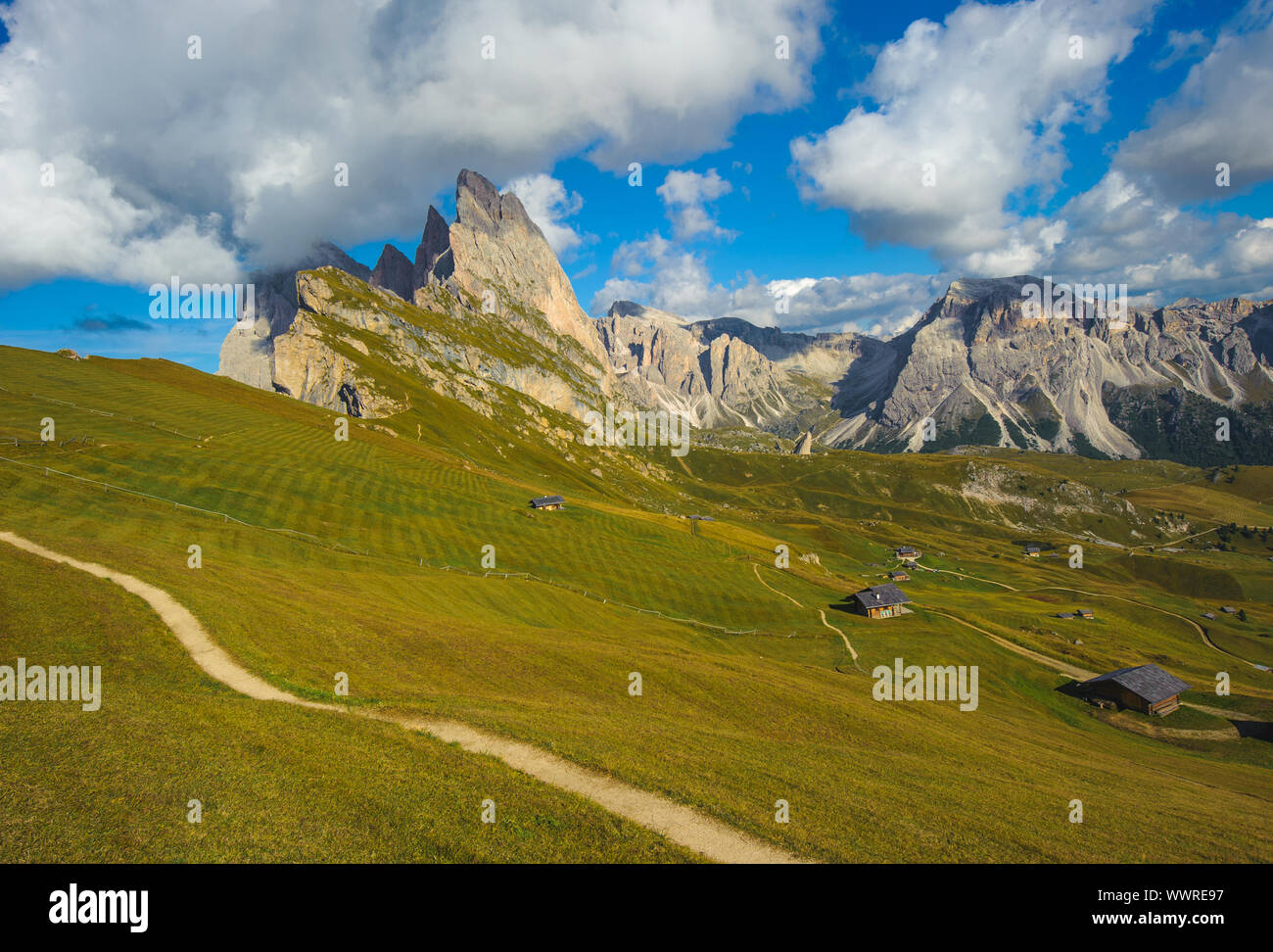 Seceda peak, Odle mountain range, Gardena Valley, Dolomites, Italy ...