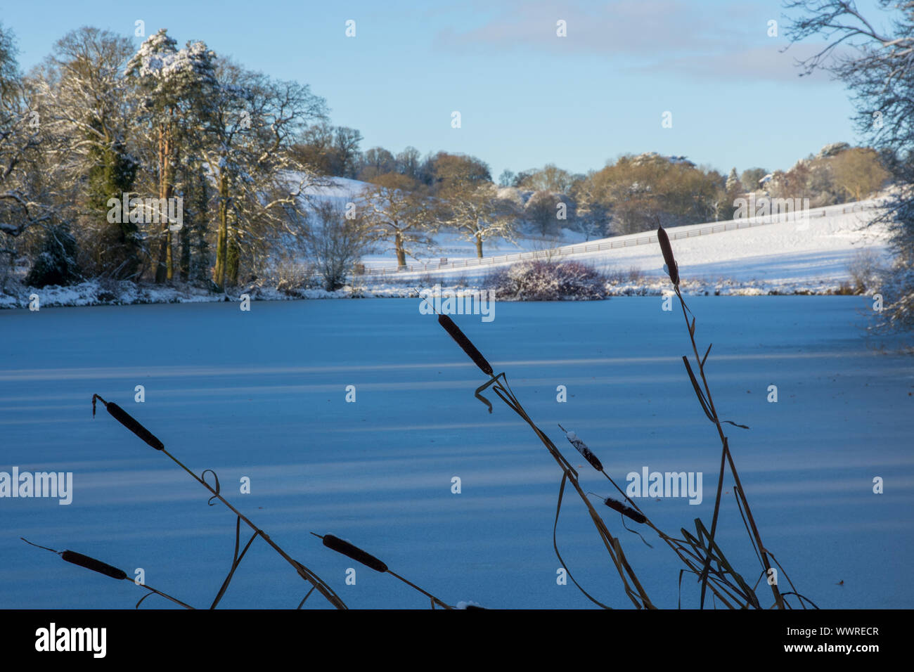 Views of the snow covered countryside around Shenington, Oxfordshire on ...