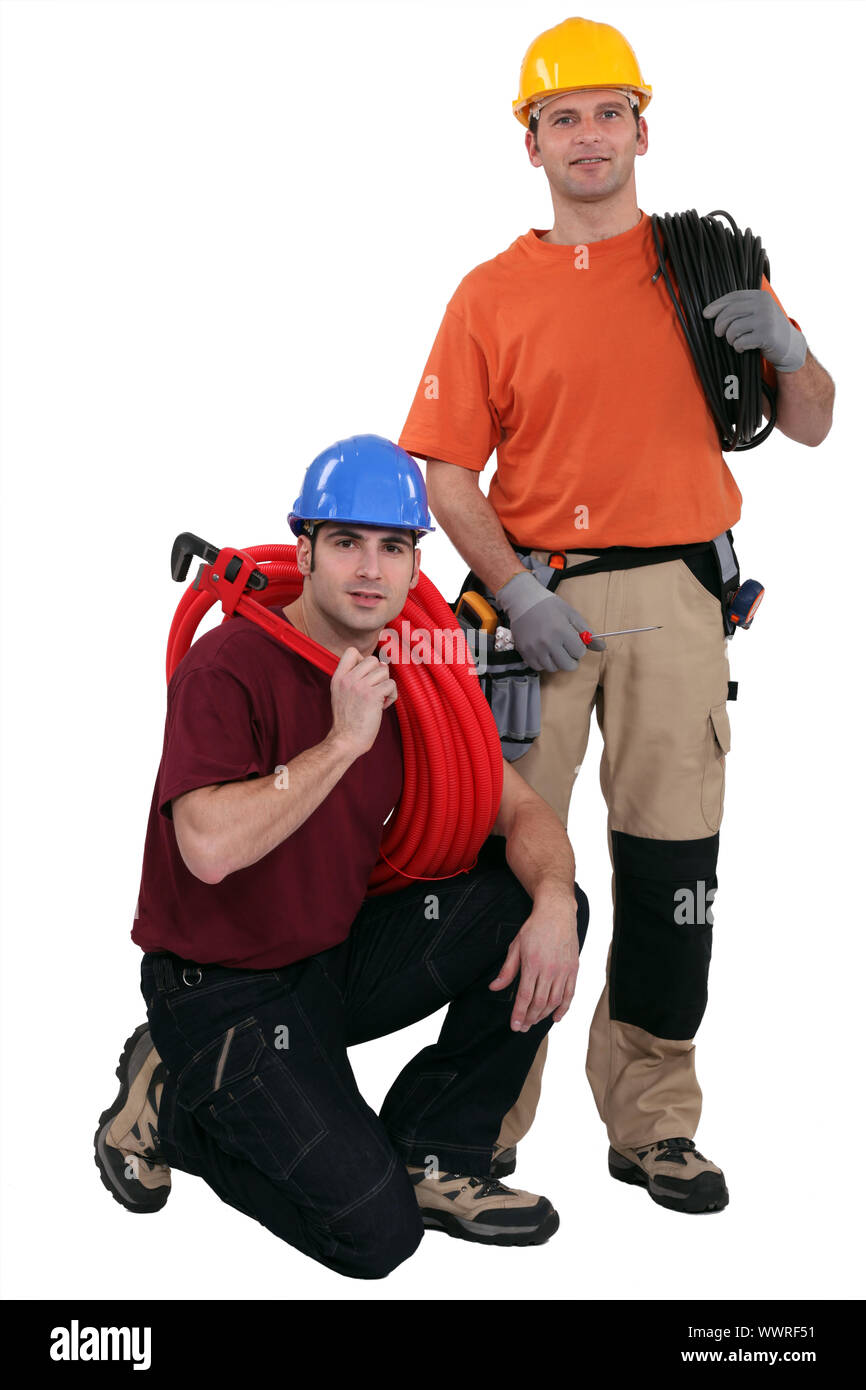 Electrician and plumber Stock Photo - Alamy