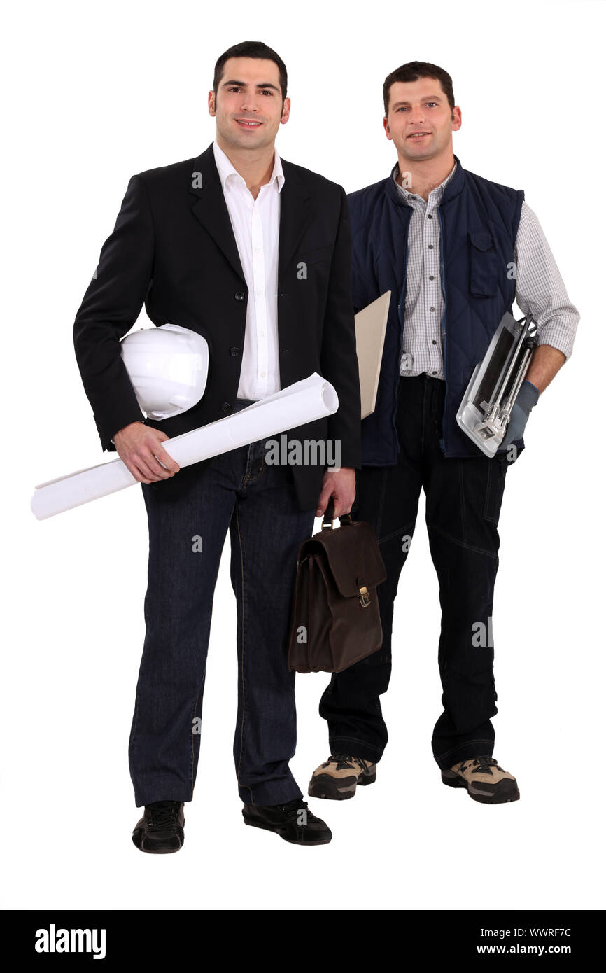 Architect and builder Stock Photo - Alamy