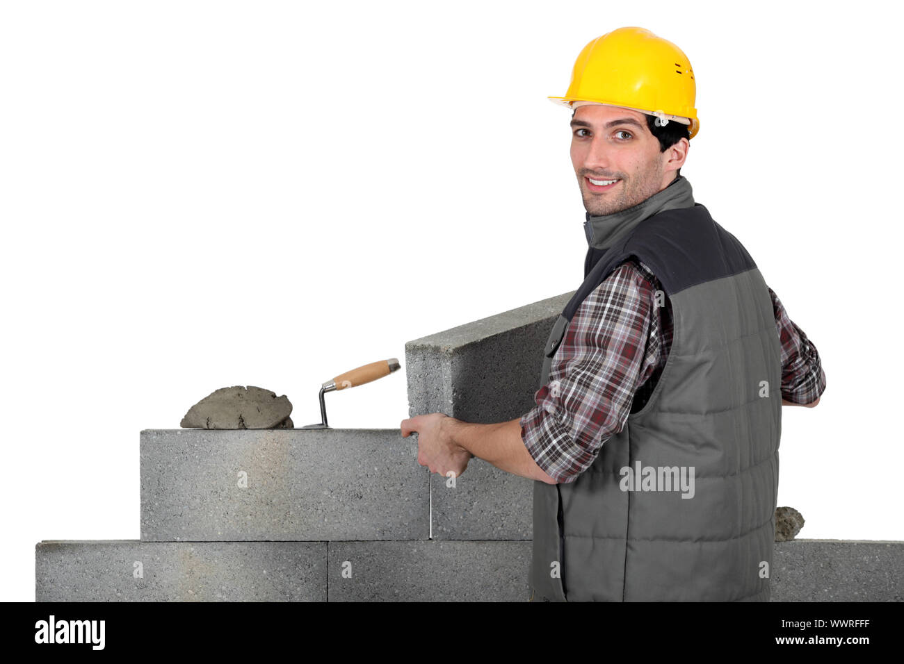 Bricklayer hard at work Stock Photo - Alamy