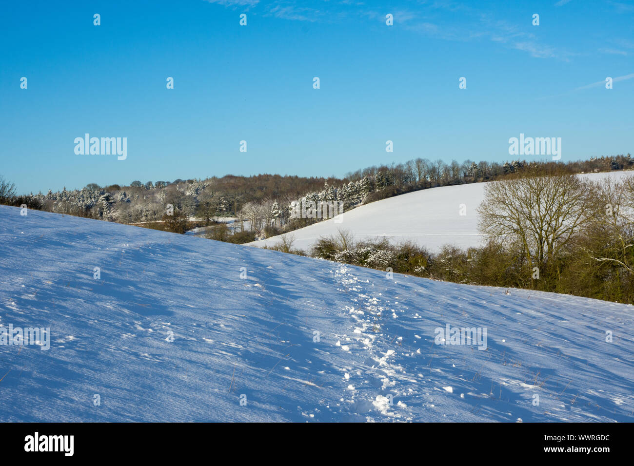 Views of the snow covered countryside around Shenington, Oxfordshire on ...