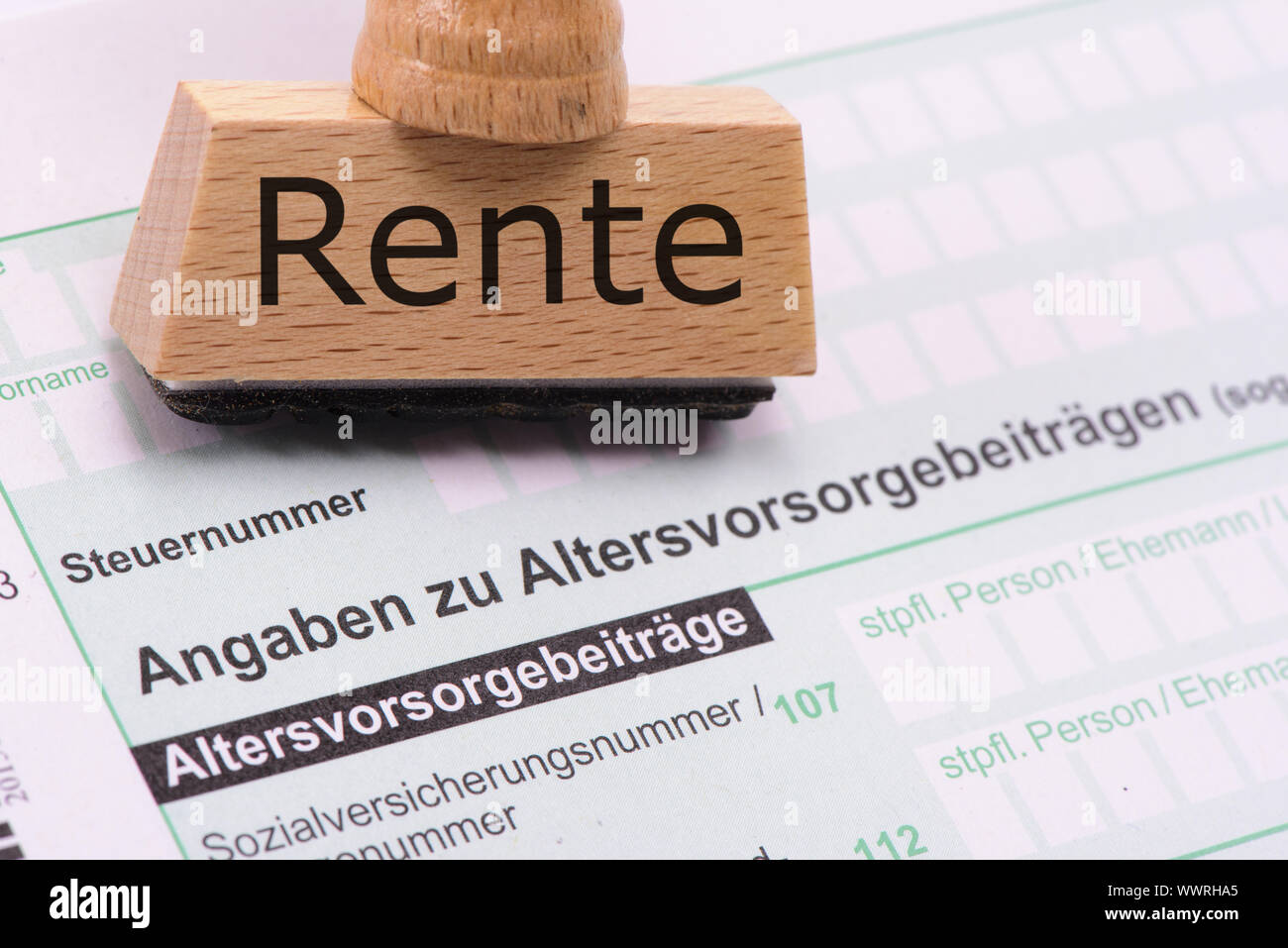 Tax form for tax office wg pension Stock Photo - Alamy