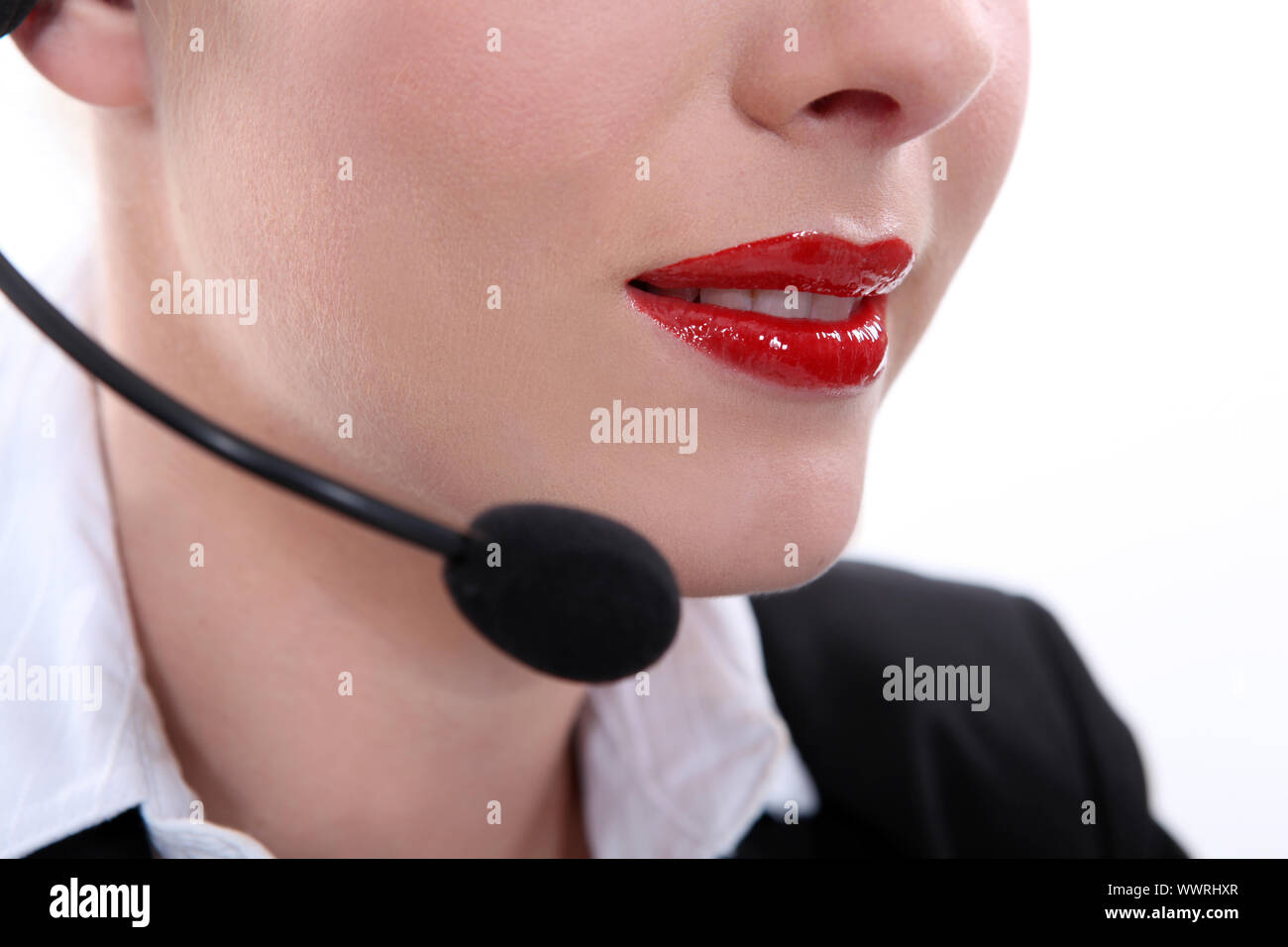 Woman with microphone Stock Photo - Alamy