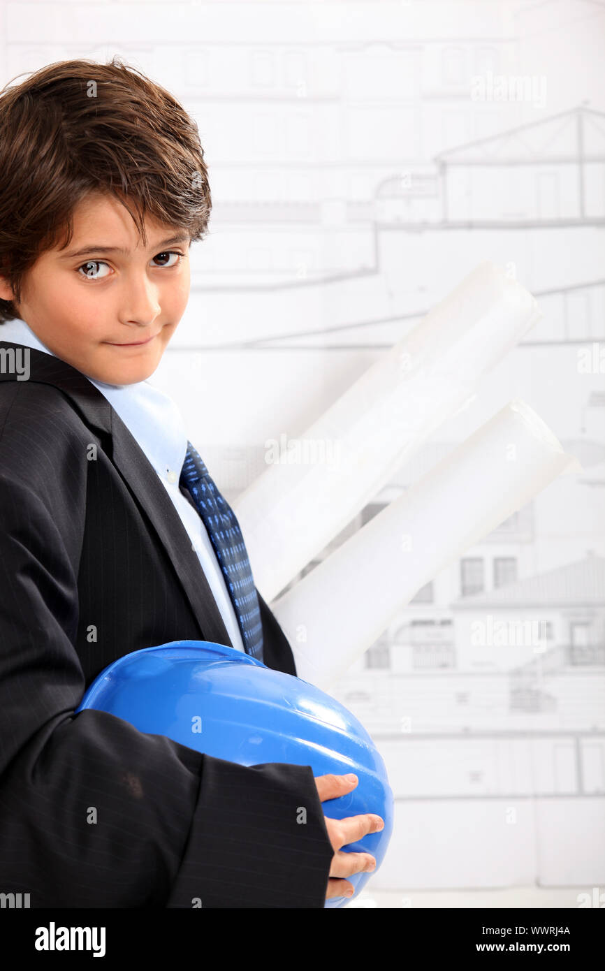 Boy dressed as an architect Stock Photo - Alamy