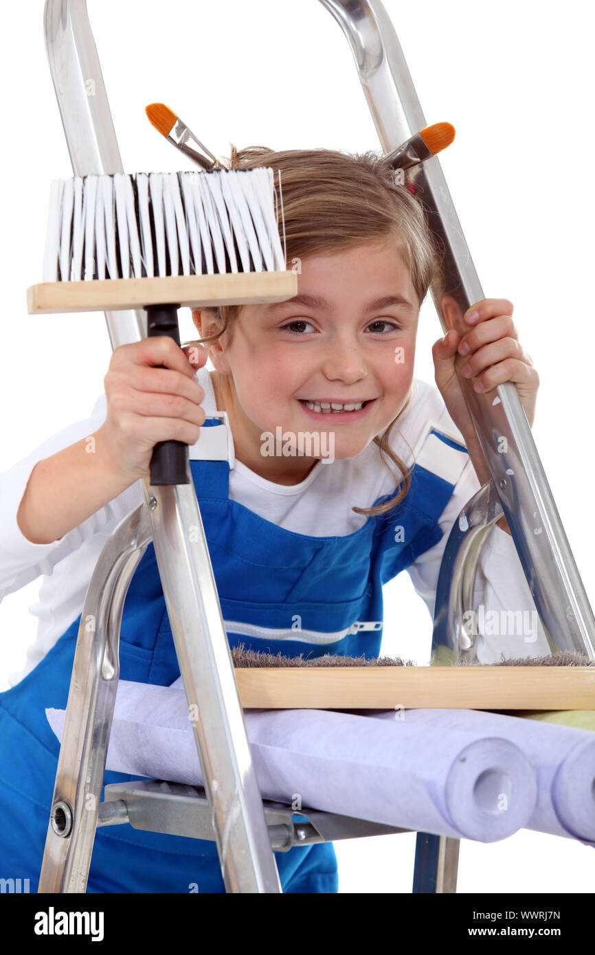 little girl dressed as handywoman Stock Photo - Alamy