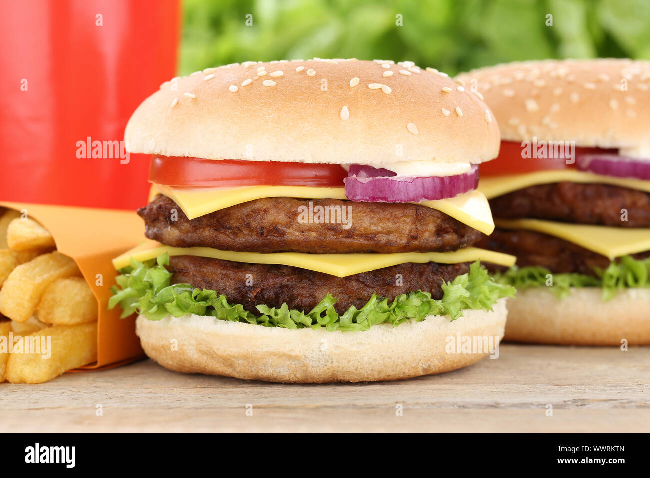 Double Cheeseburger Hamburger Menu Menu Menu French Fries Drink Stock ...