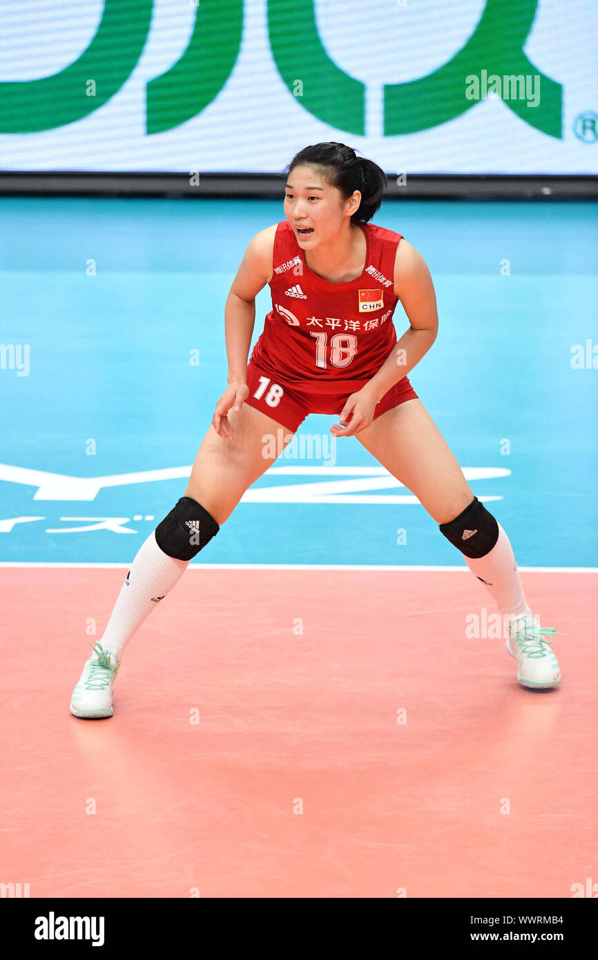 Kanagawa, Japan. Credit: MATSUO. 16th Sep, 2019. Mengjie Wang (CHN) Volleyball : 2019 FIVB ...
