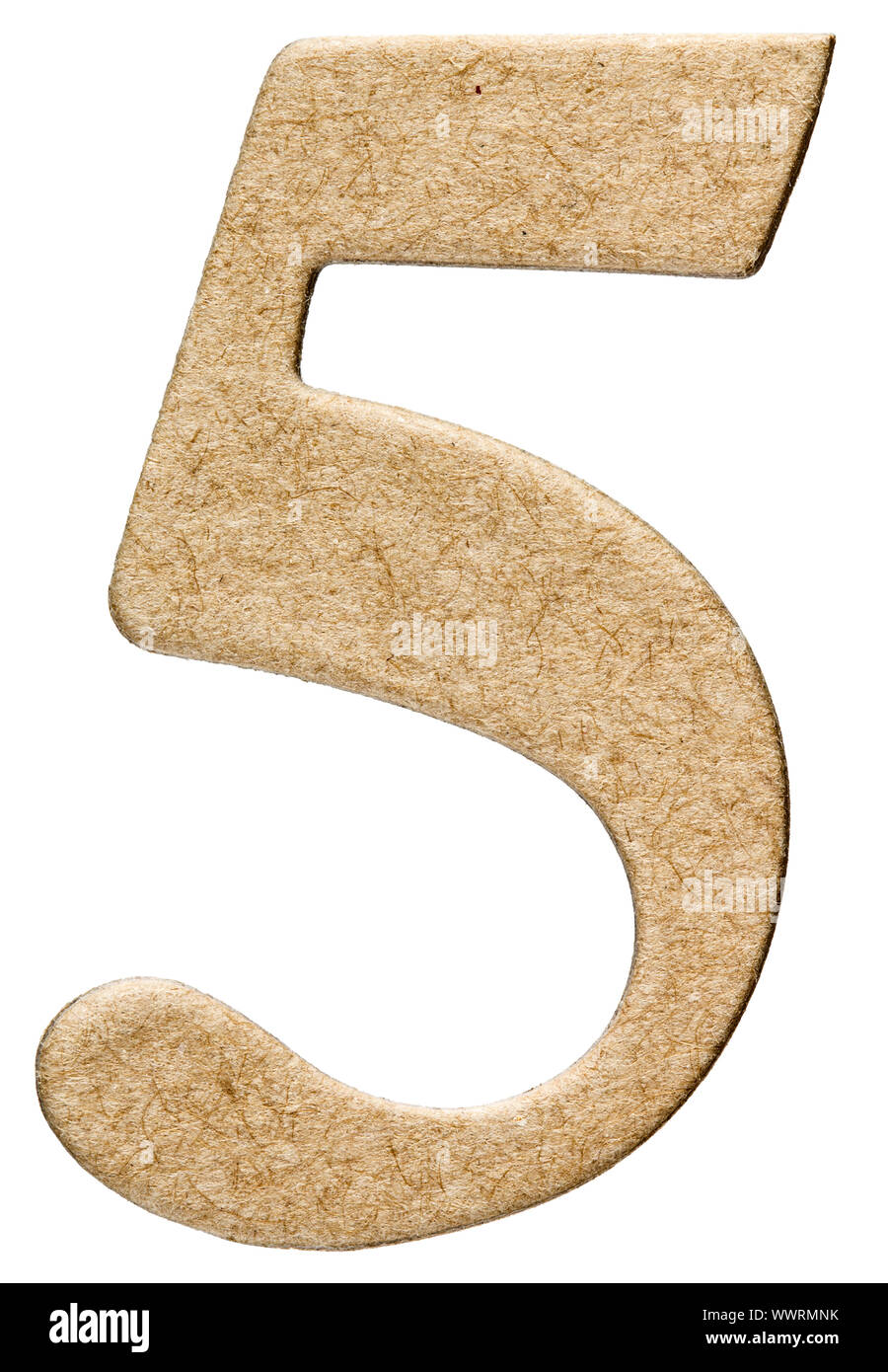 5, five, numeral from cardboard, isolated on white background Stock ...