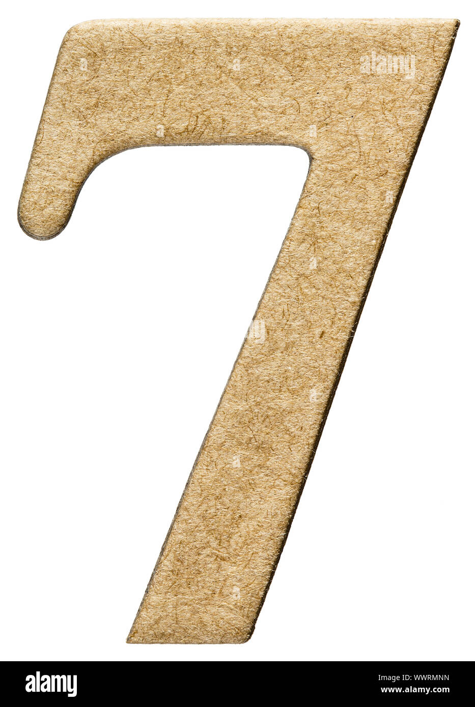 7, seven, numeral from cardboard, isolated on white background Stock ...