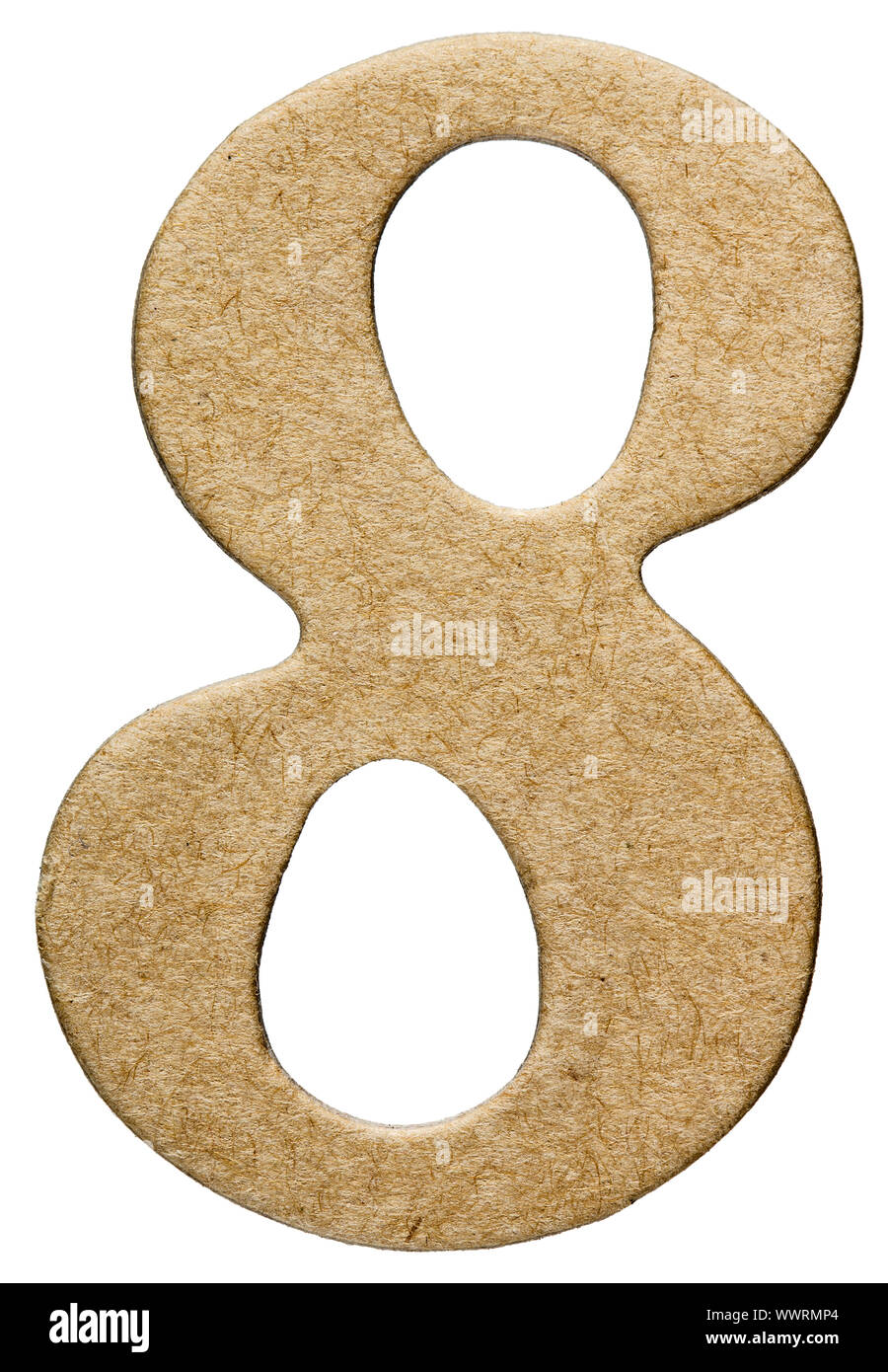 8, eight, numeral from cardboard, isolated on white background Stock ...