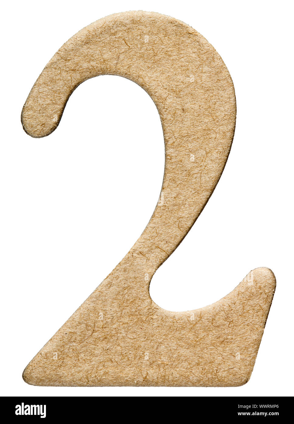2, two, numeral from cardboard, isolated on white background Stock ...