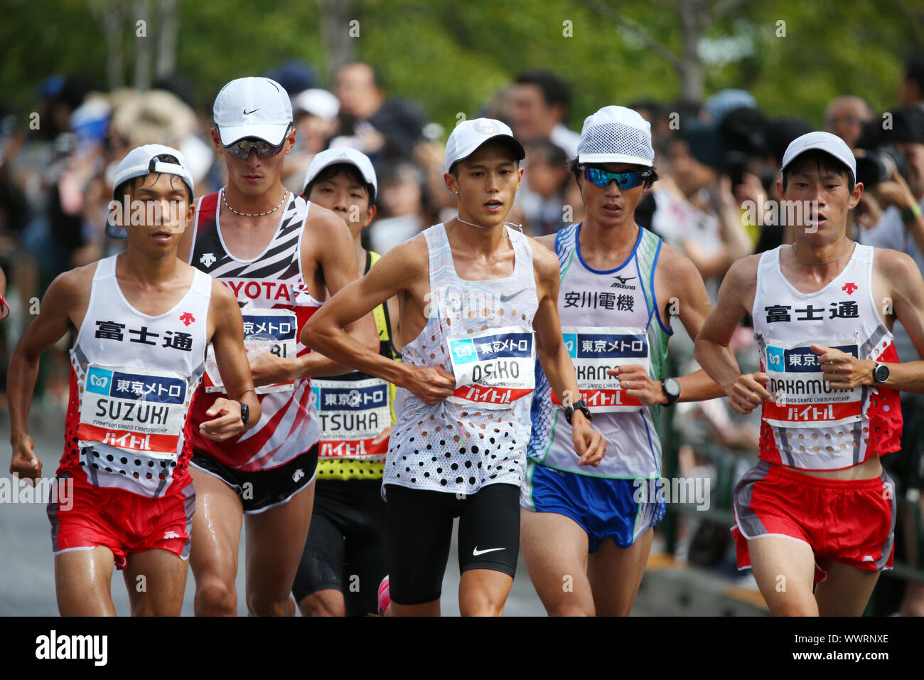 Tokyo, Japan. 15th Sep, 2019. (L to R) Kengo Suzuki, Yuma Hattori, Suguru Osako, Kentaro ...