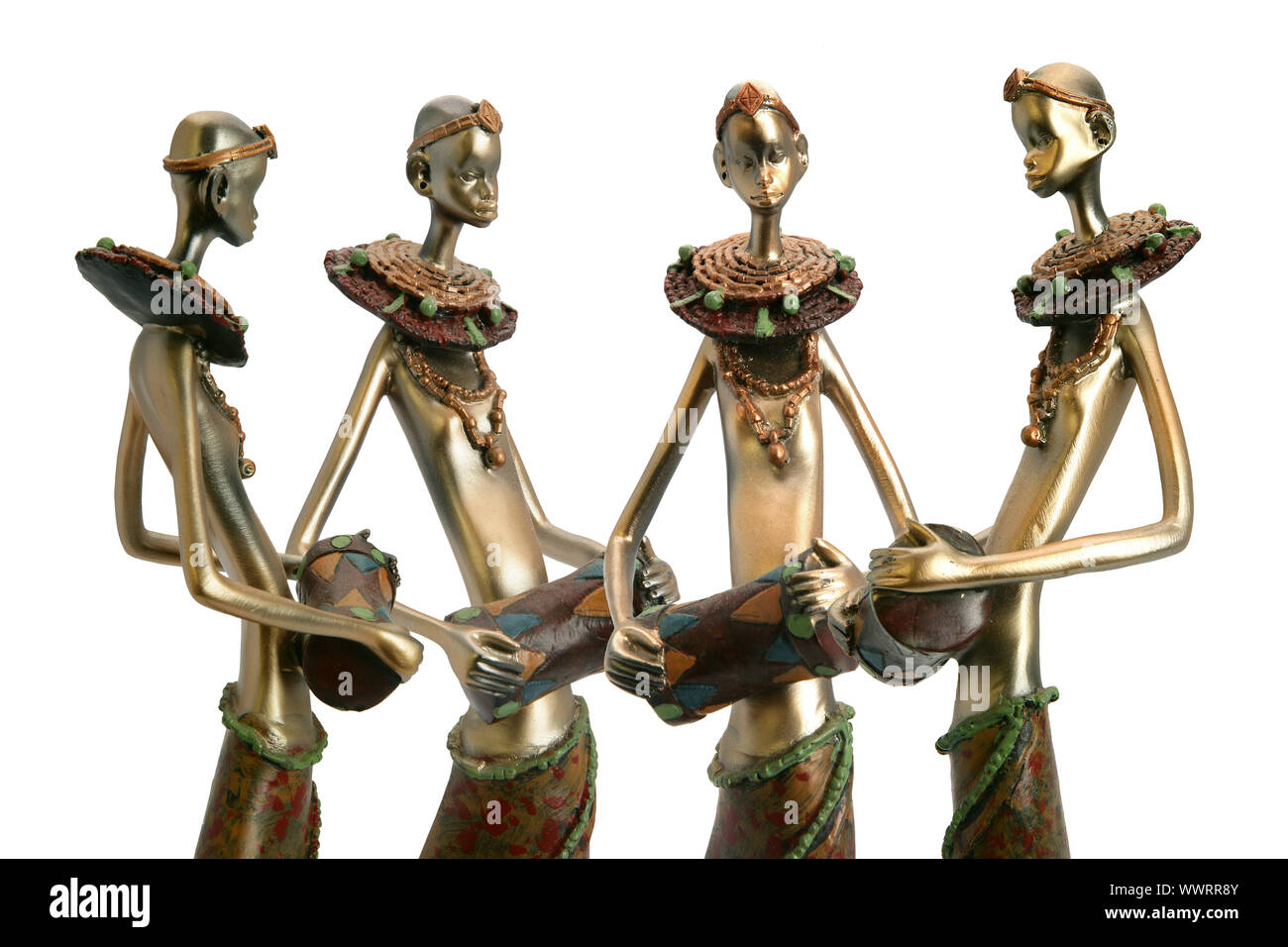 African figurines holding drums Stock Photo - Alamy