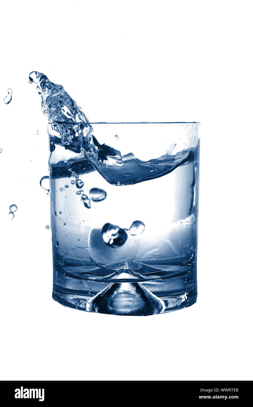 cool splashing water with ice cube isolated on white background Stock ...