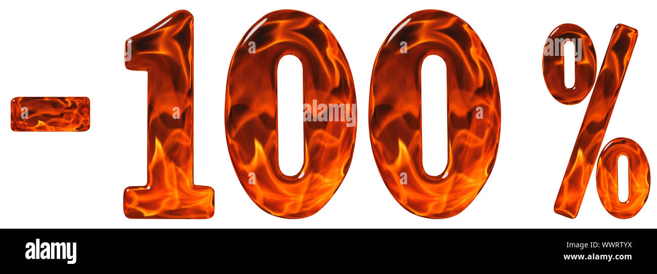 Percent off. Discount. Minus 100, one hundred percent, numerals ...