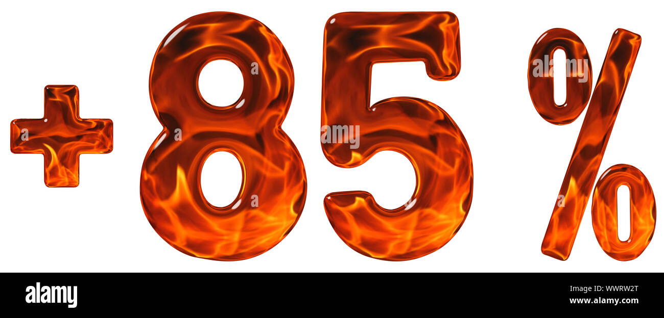 Percent benefits, plus 85, eighty five percent, numerals isolated on ...