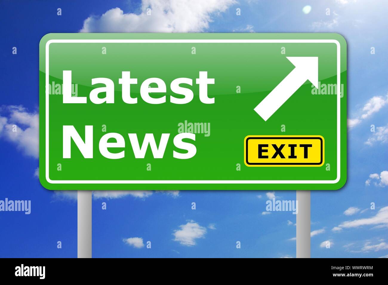 latest news concept with road sign illustration Stock Photo - Alamy