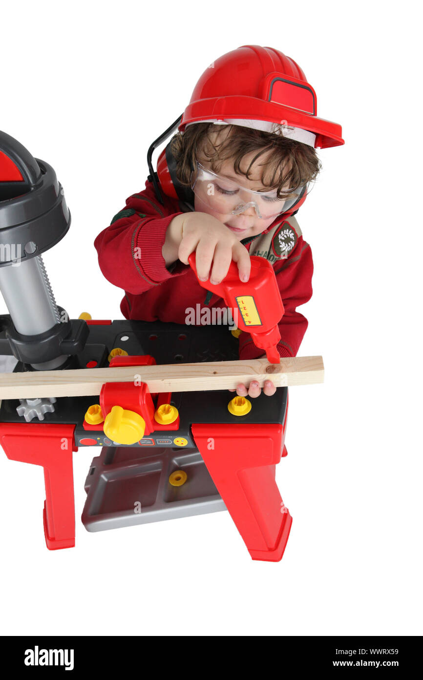 Child playing toy drill hi-res stock photography and images - Alamy