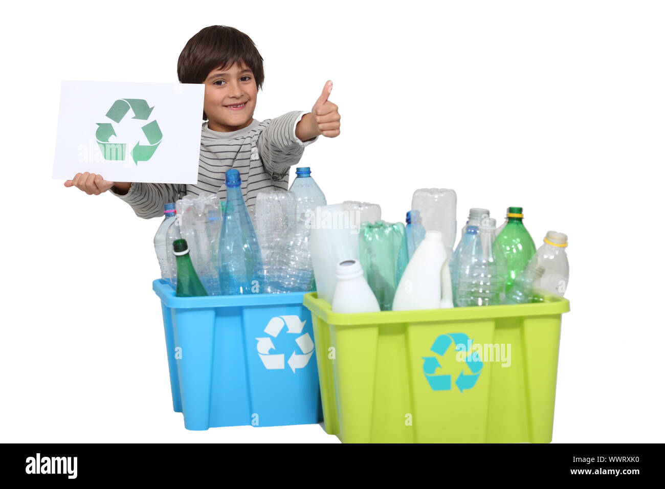 Little boy recycling Stock Photo - Alamy