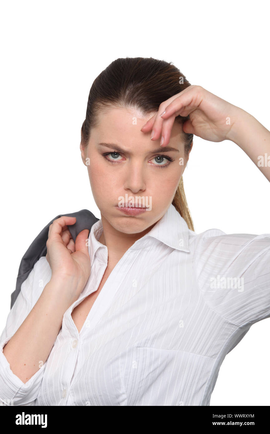 woman seems to be fed up Stock Photo - Alamy
