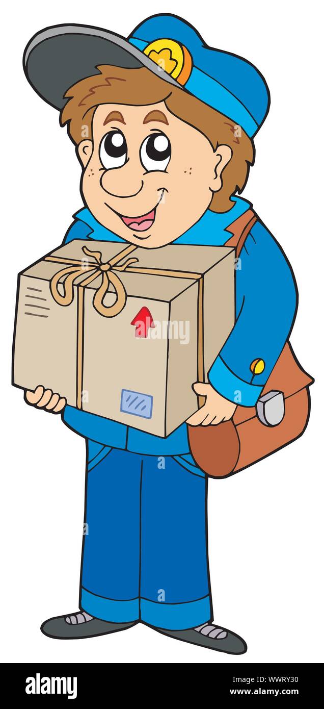 Mailman delivering box Stock Vector Image & Art - Alamy