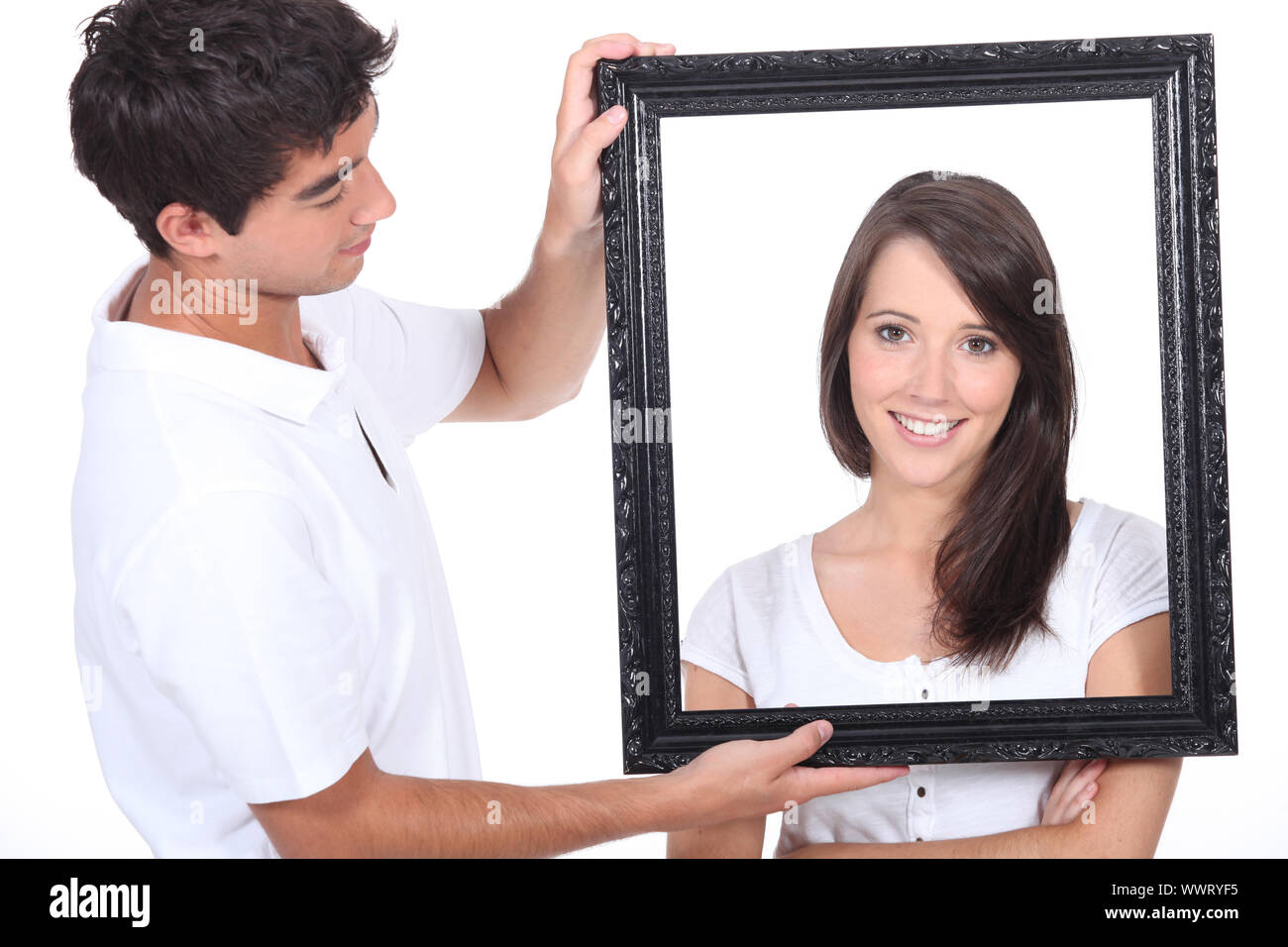 portrait of young people with frame Stock Photo - Alamy