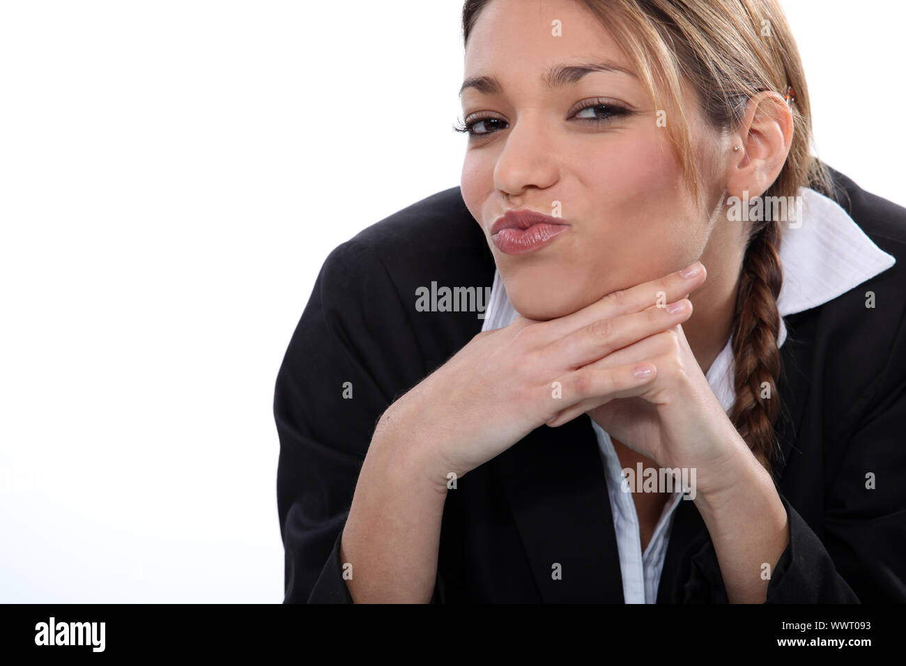 Woman showing irony Stock Photo - Alamy