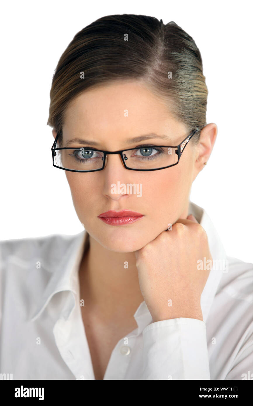 Woman with glasses Stock Photo - Alamy