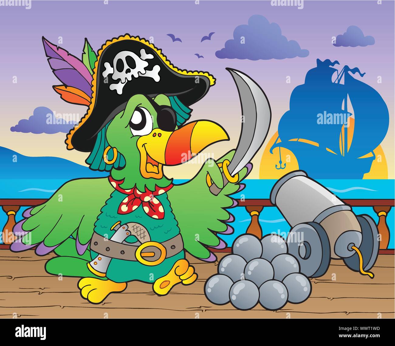 Deck vintage wooden pirate Stock Vector Images - Alamy