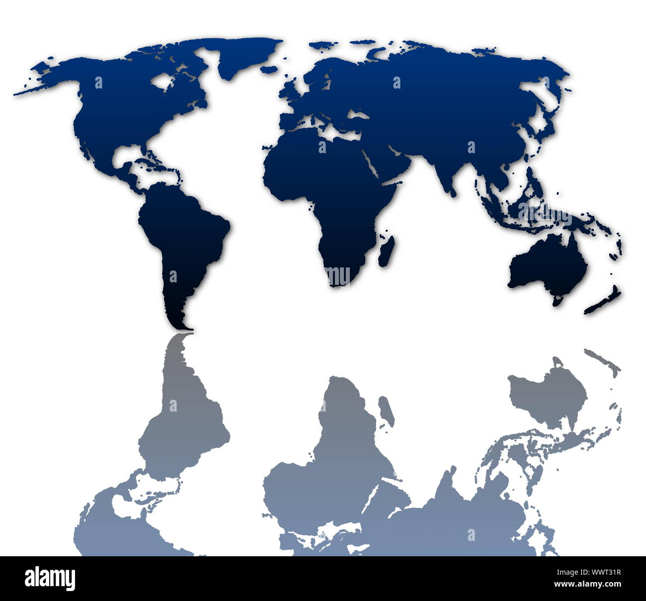 global economy concept with world map in blue Stock Photo - Alamy