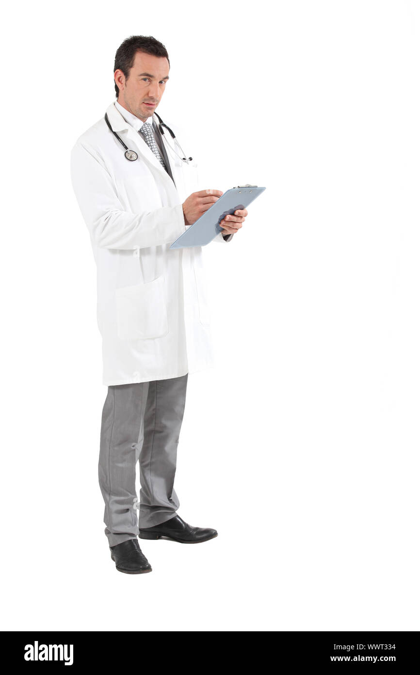 Doctor clipboard male serious Cut Out Stock Images & Pictures - Alamy