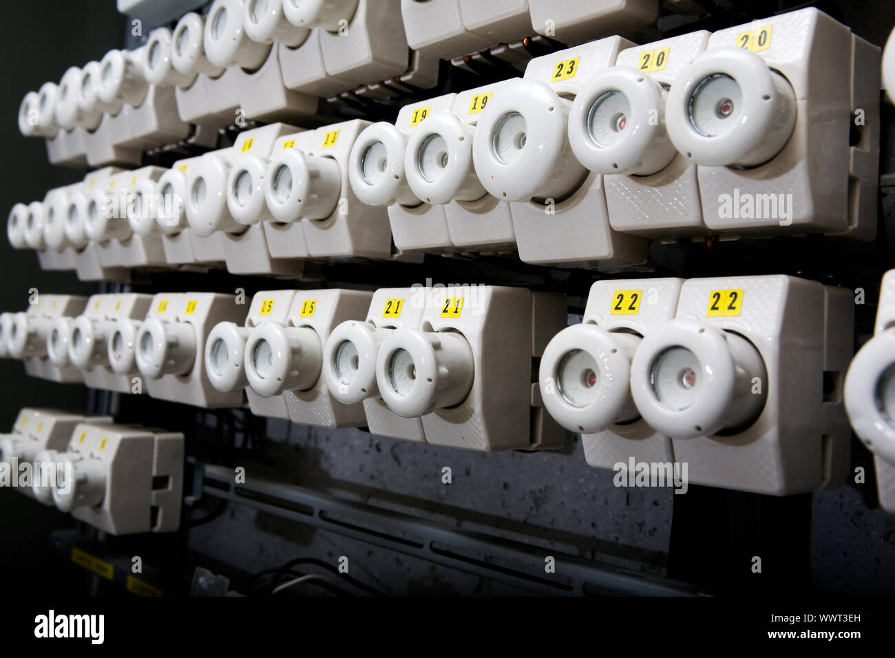 A detail of a european electrical breaker Stock Photo - Alamy