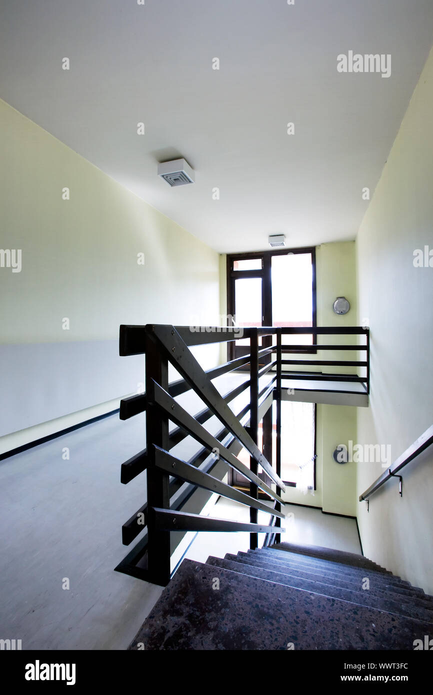 A staircase in a concrete apartment building Stock Photo - Alamy
