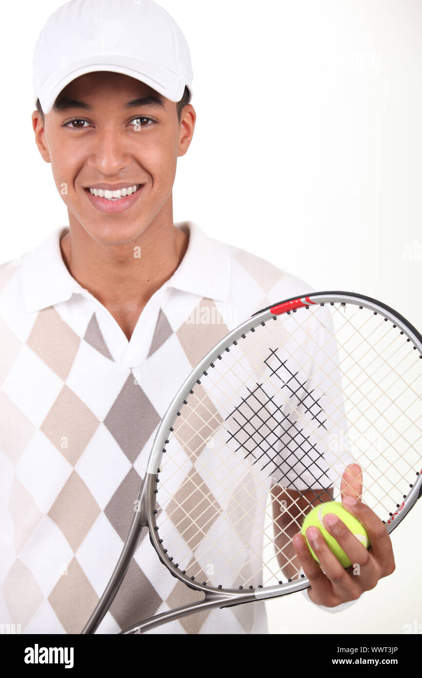 Portrait of a tennis player Stock Photo - Alamy