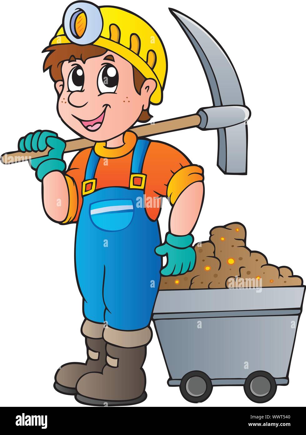 Mine pickaxe helmet vector illustration Cut Out Stock Images & Pictures ...