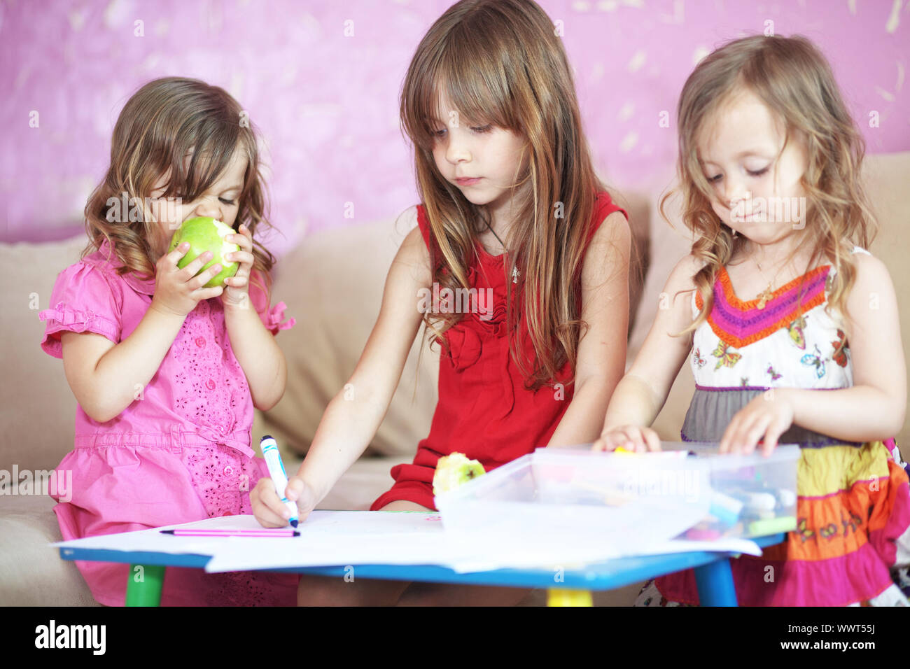 Group of kids playing together at home Stock Photo - Alamy
