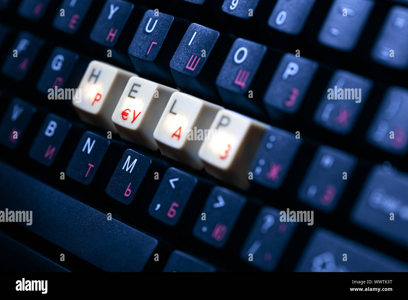keyboard help key macro close up Stock Photo - Alamy